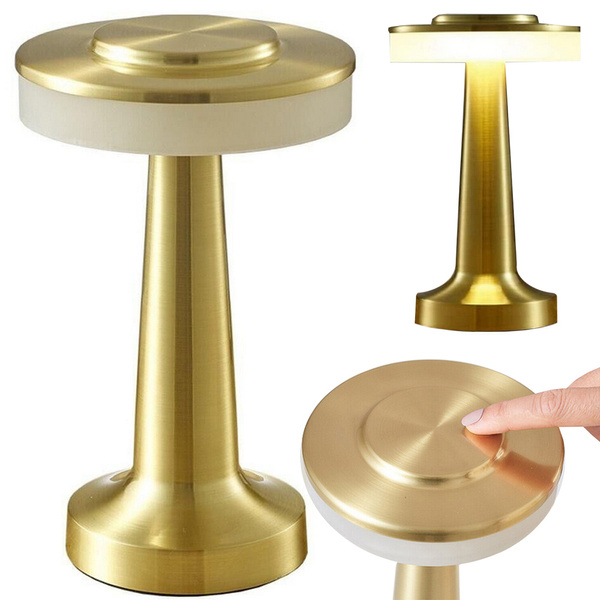 Night light table touch lamp 3 step bedroom lamp wireless Gold ...