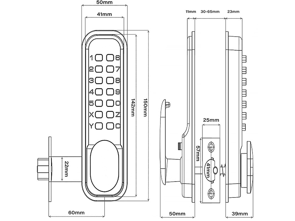 Code lock mechanical code lock keypad handle without batteries ...