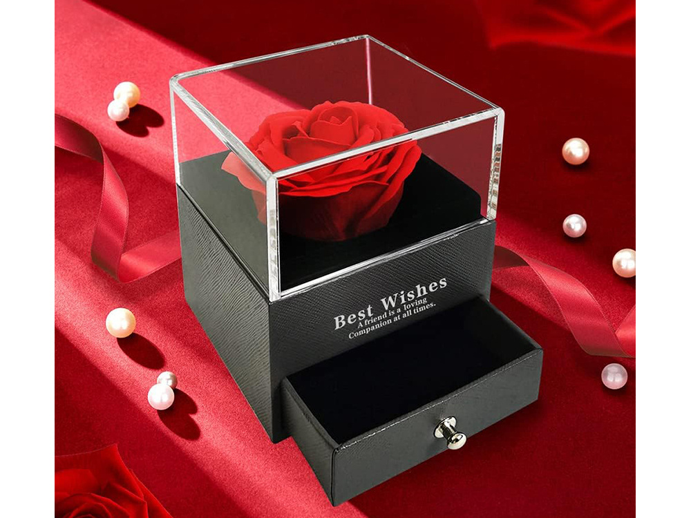 Everlasting rose in a box gift box jewellery necklace drawer ...