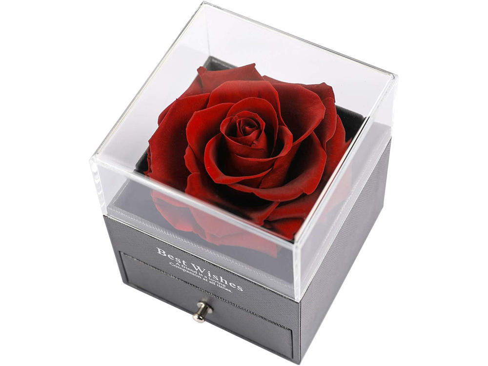 Everlasting rose in a box gift box jewellery necklace drawer ...