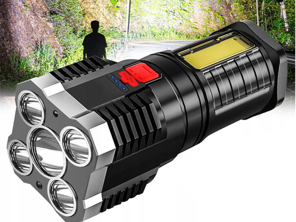 Rechargeable torch searchlight bivouac led strong military police usb ...