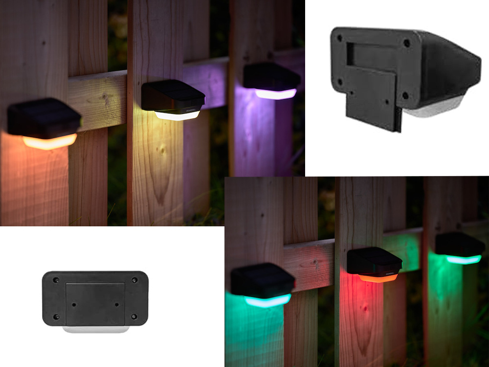 Solar garden led light rgb for stairs terrace fence dusk sensor ...