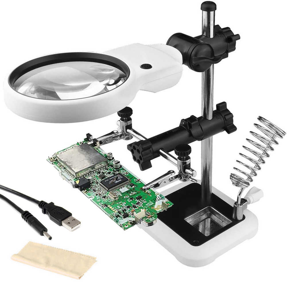 Third hand soldering kit magnifying glass holder led | CATEGORIES ...