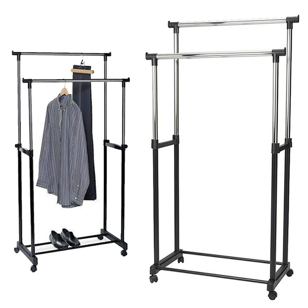 Clothes rack on wheels double large for bedroom hallway | CATEGORIES ...