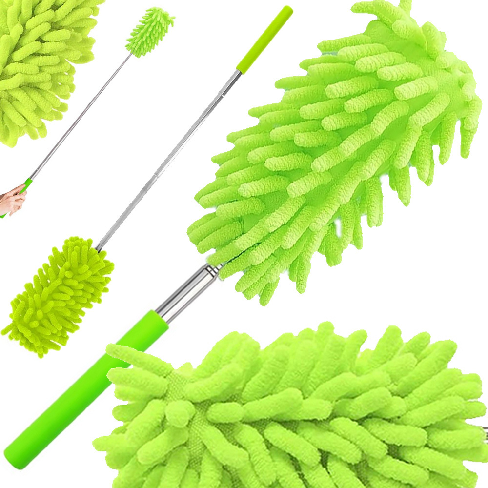 Dirt broom brush telescopic long folding microfibre Green | CATEGORIES ...