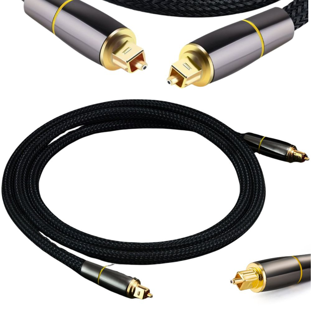 Optical cable 2m braided toslink digital hq gold plated terminals ...