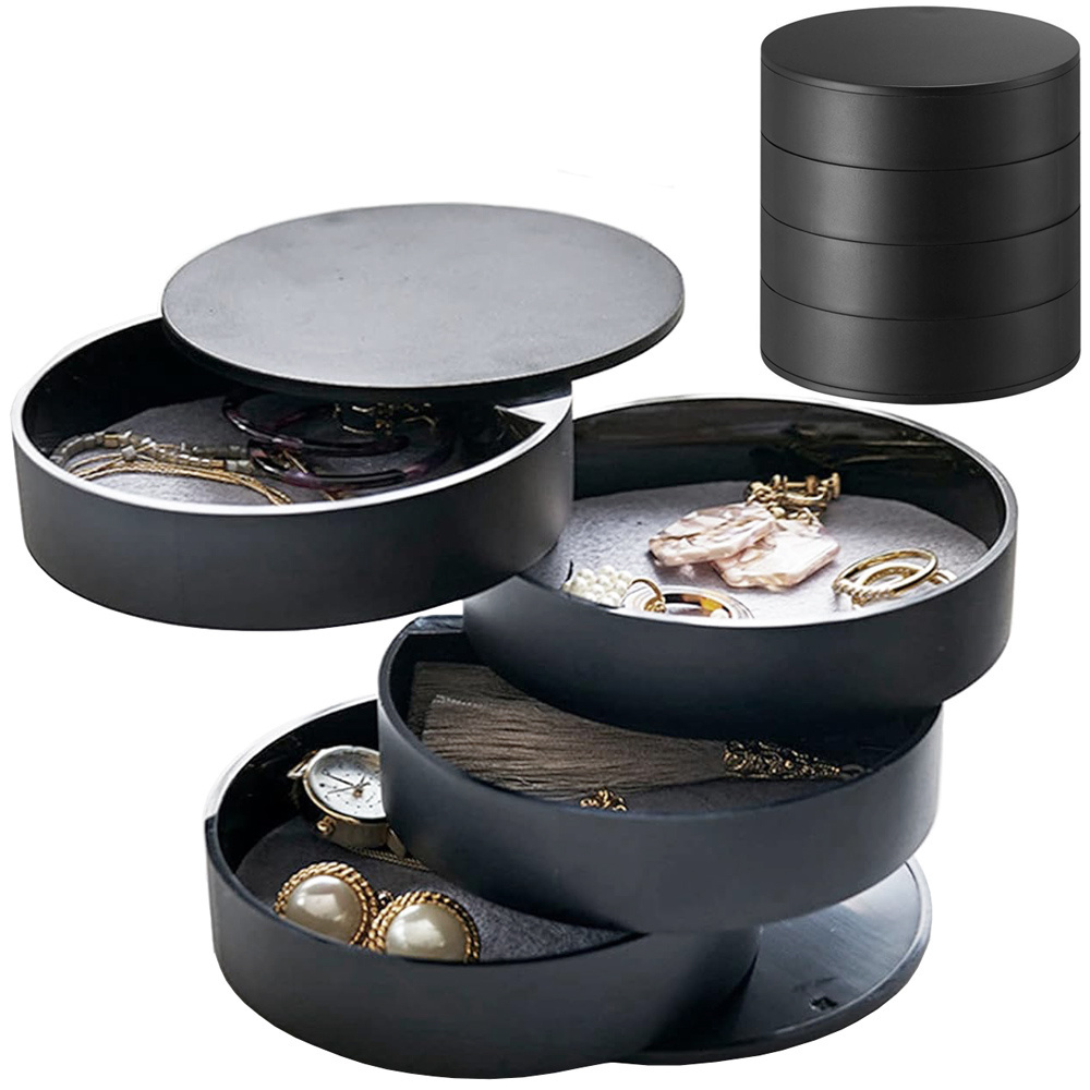 Jewellery box organiser round pull-out box Black | CATEGORIES \ Fashion ...