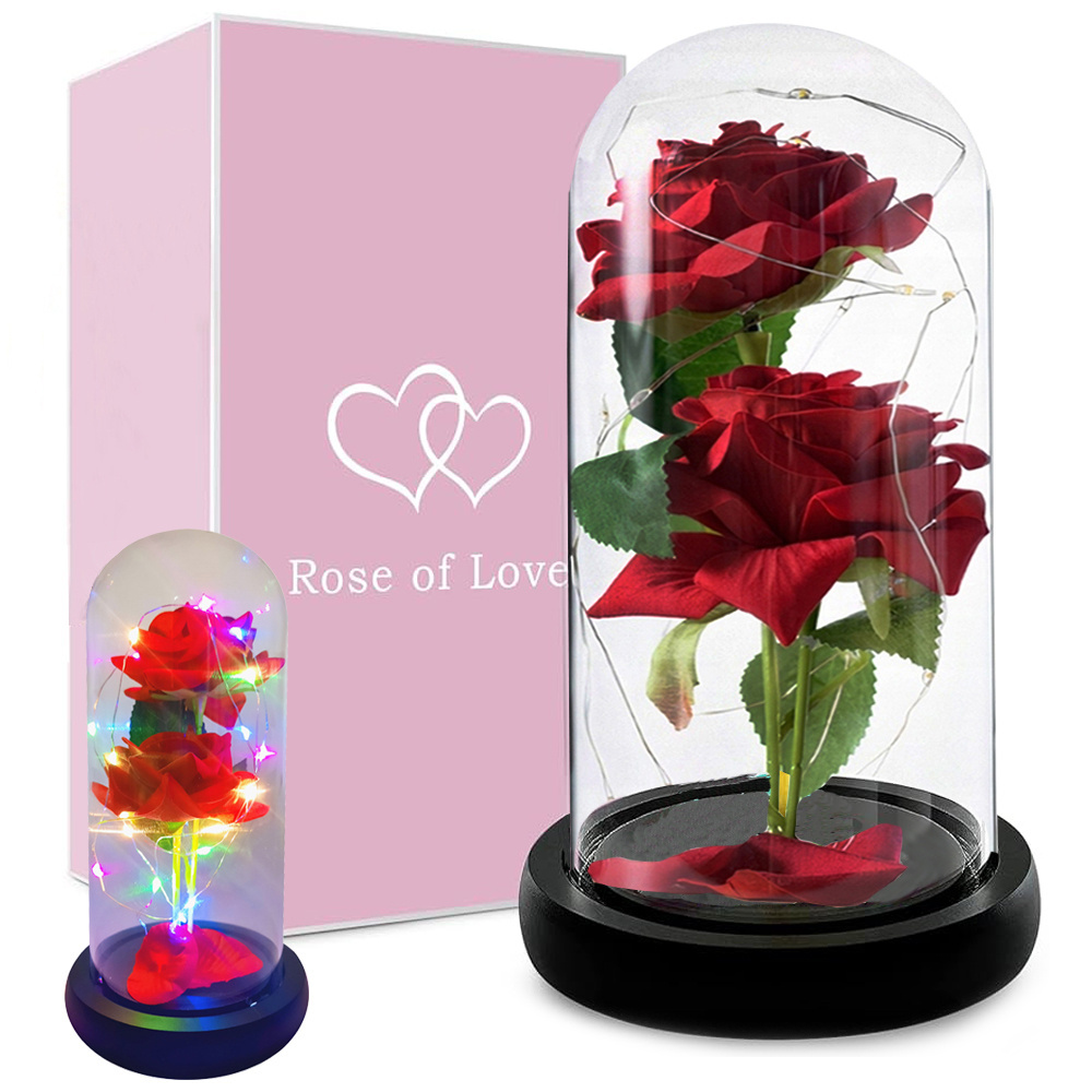 Everlasting rose in glass luminous led rgb gift for occasion for women ...